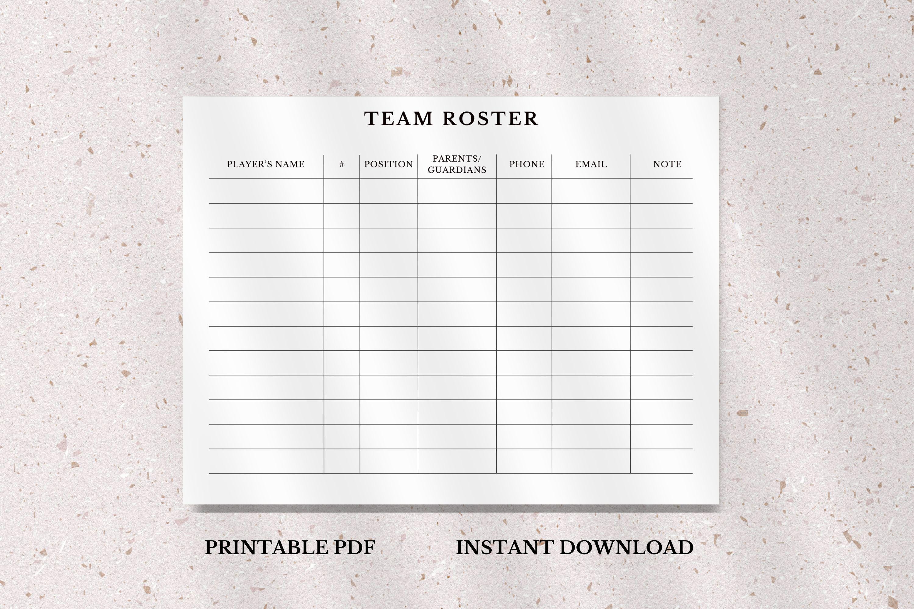 Team Roster Template, Sports Team Player List, Team List, Players List ...