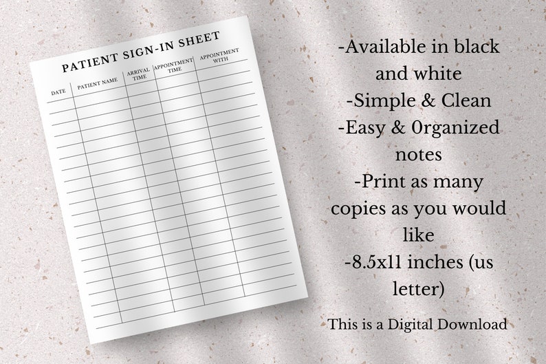 Patient Sign-in Sheet, Patient Details Sheet, Appointment Template ...