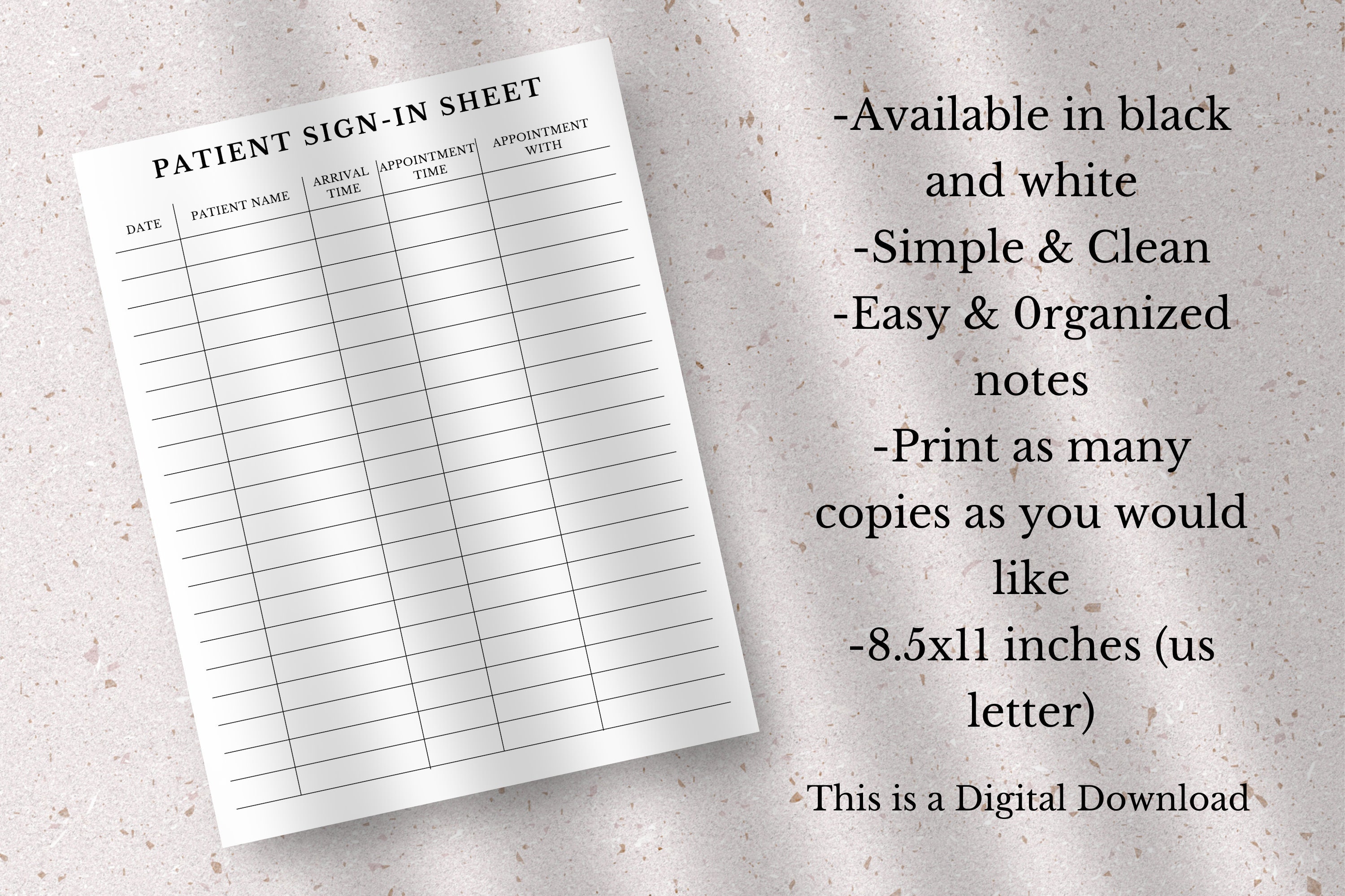 Patient Sign-in Sheet, Patient Details Sheet, Appointment Template ...
