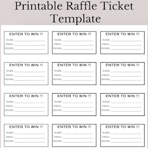 Printable Raffle Ticket Template, Lucky Draw Contest Ticket, Enter to ...