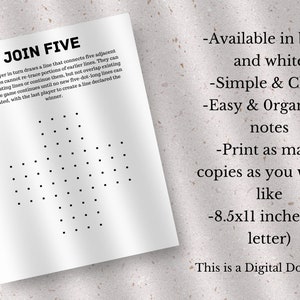 Printable Join Five Game Template, Printable Join Five Sheet, Join Five ...