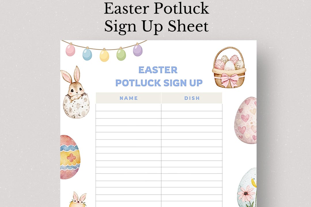 Easter Potluck Sign up Sheet, Holiday Party Planner (printable PDF) - Etsy