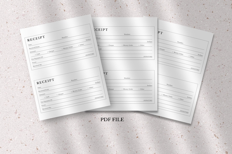 Printable Receipt Template, Minimalist Business Form (PDF) - Etsy