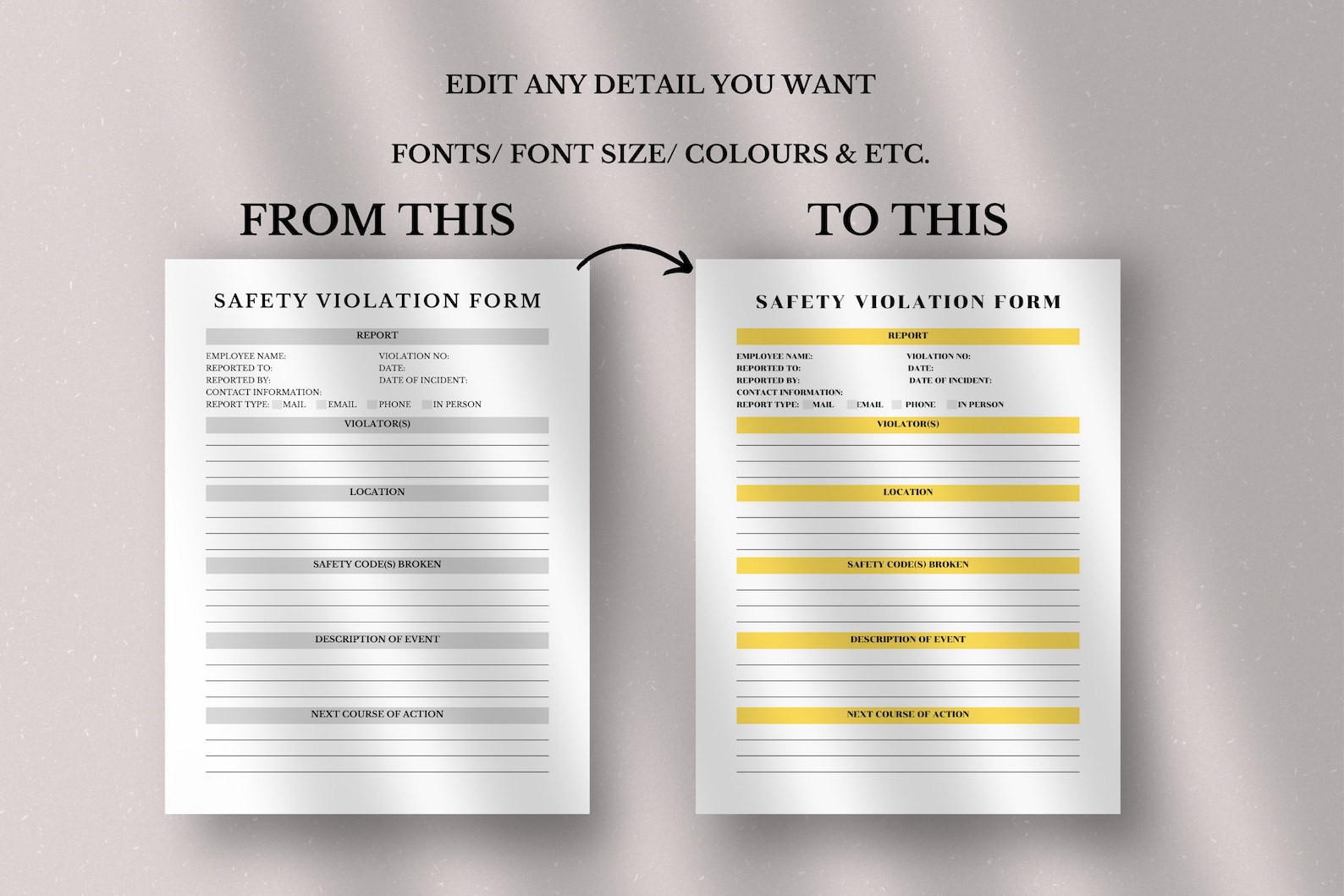 Editable Safety Violation Form Template, Safety Violation Form ...