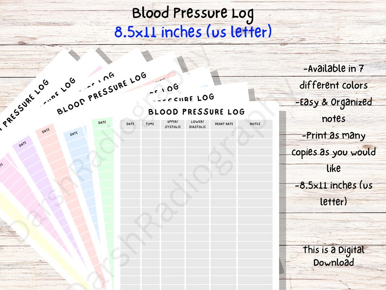 Blood Pressure Log, Health Tracker, Medical Monitoring (PDF) - Etsy