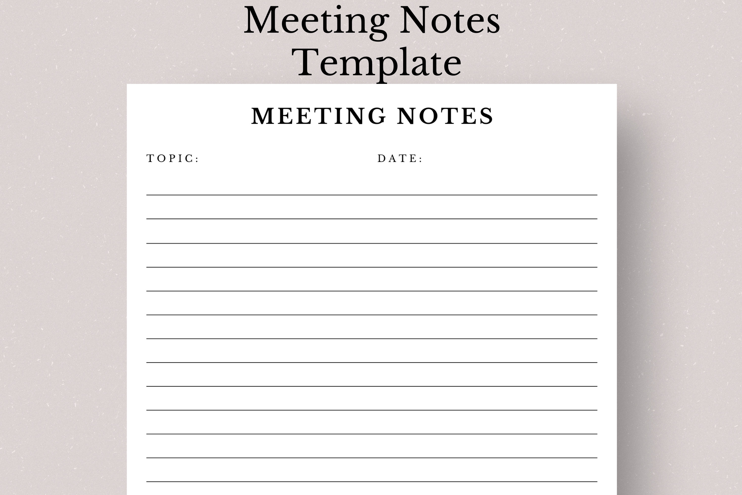 Meeting Notes, Meeting Minutes, Printable Notes Paper, Lined Paper ...
