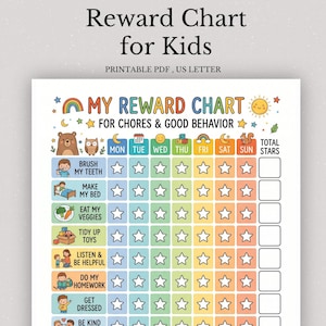 My Reward Chart, Kids Behavior Tracker, Sticker Reward System, Chore ...