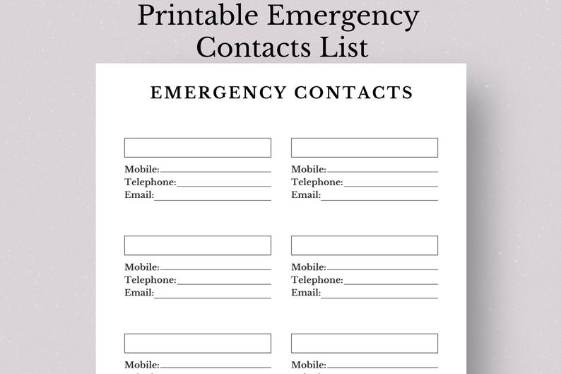 Emergency Contacts Log, Emergency Contacts Details, Medical Contacts ...