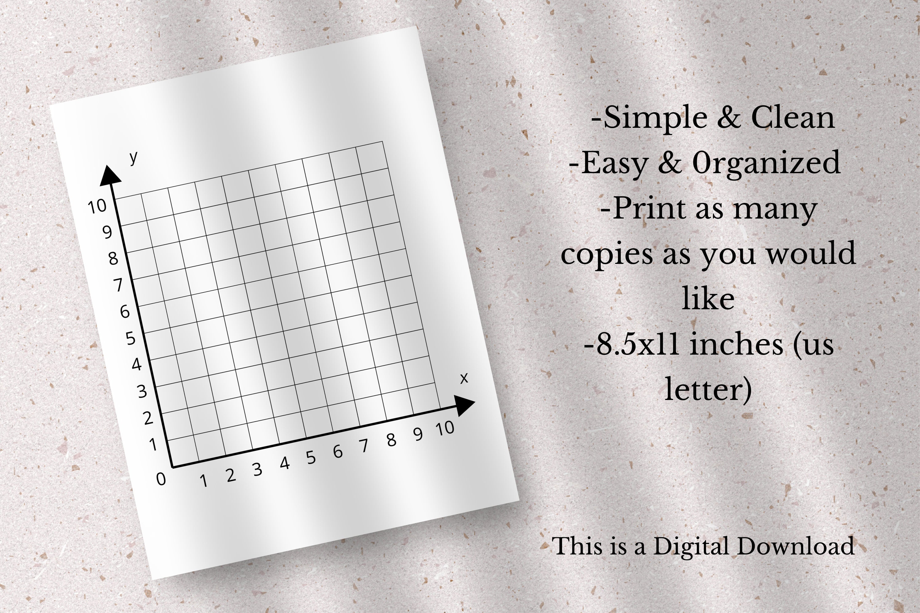 Printable Single Quadrant Cartesian Grid, Graph Paper for Math, STEM ...