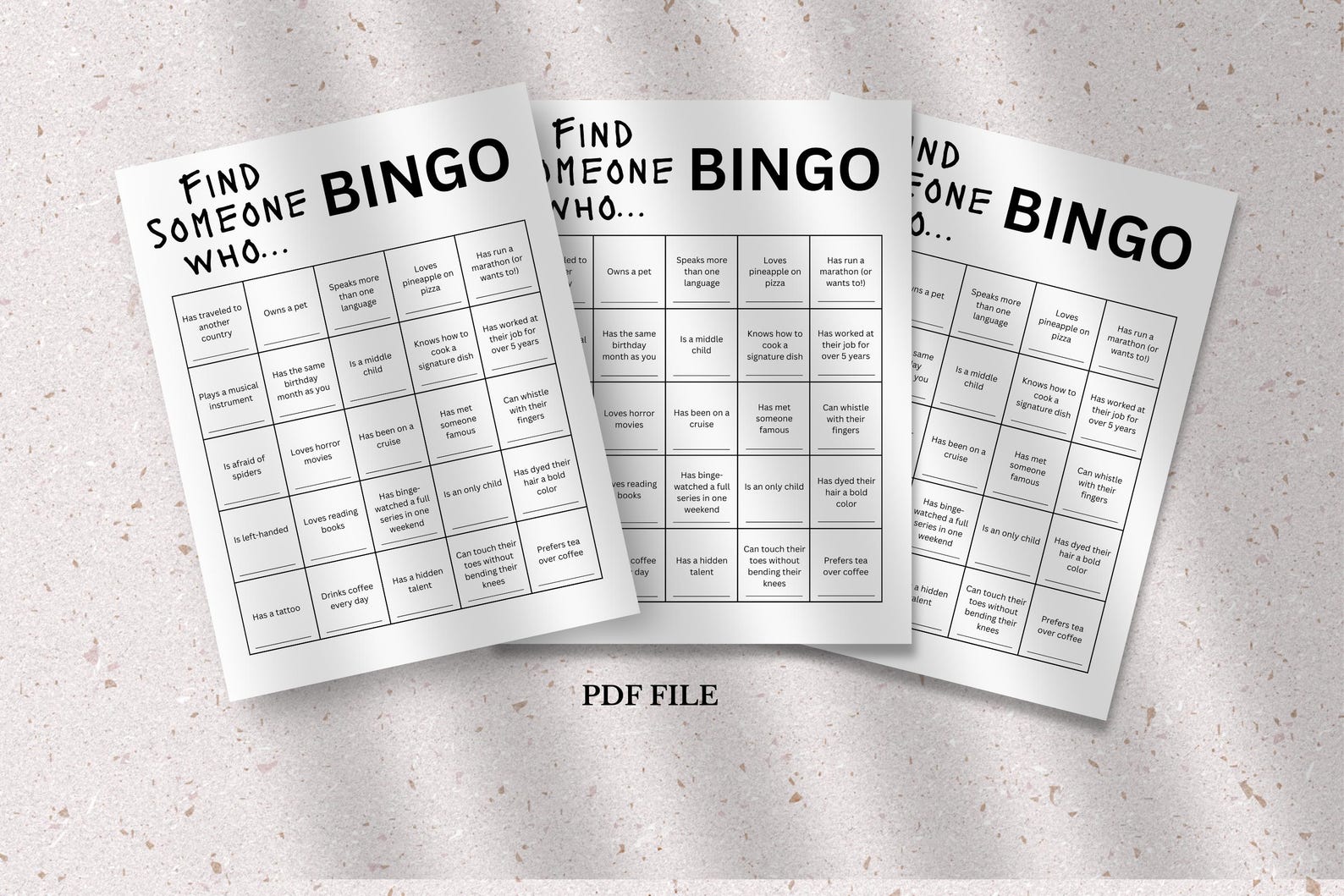Printable Find Someone Who Bingo Game, 1 Page Bingo, Get to Know You ...