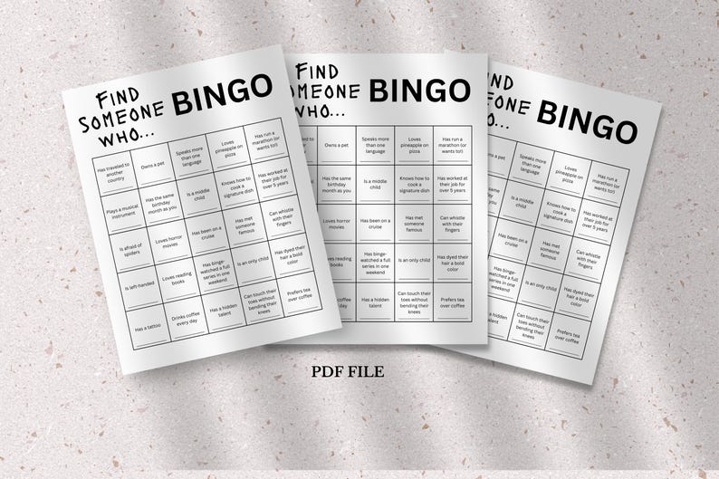 Find Someone Who Bingo, Ice Breaker Game (PDF) - Etsy