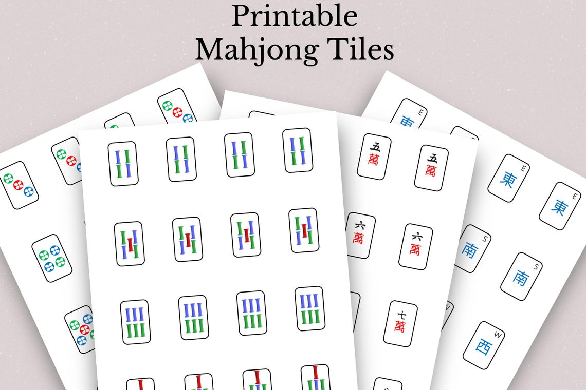 Printable Mahjong Tiles, Mahjong Set for Home Game, Instant Download Digital Mahjong Tiles, PDF ...