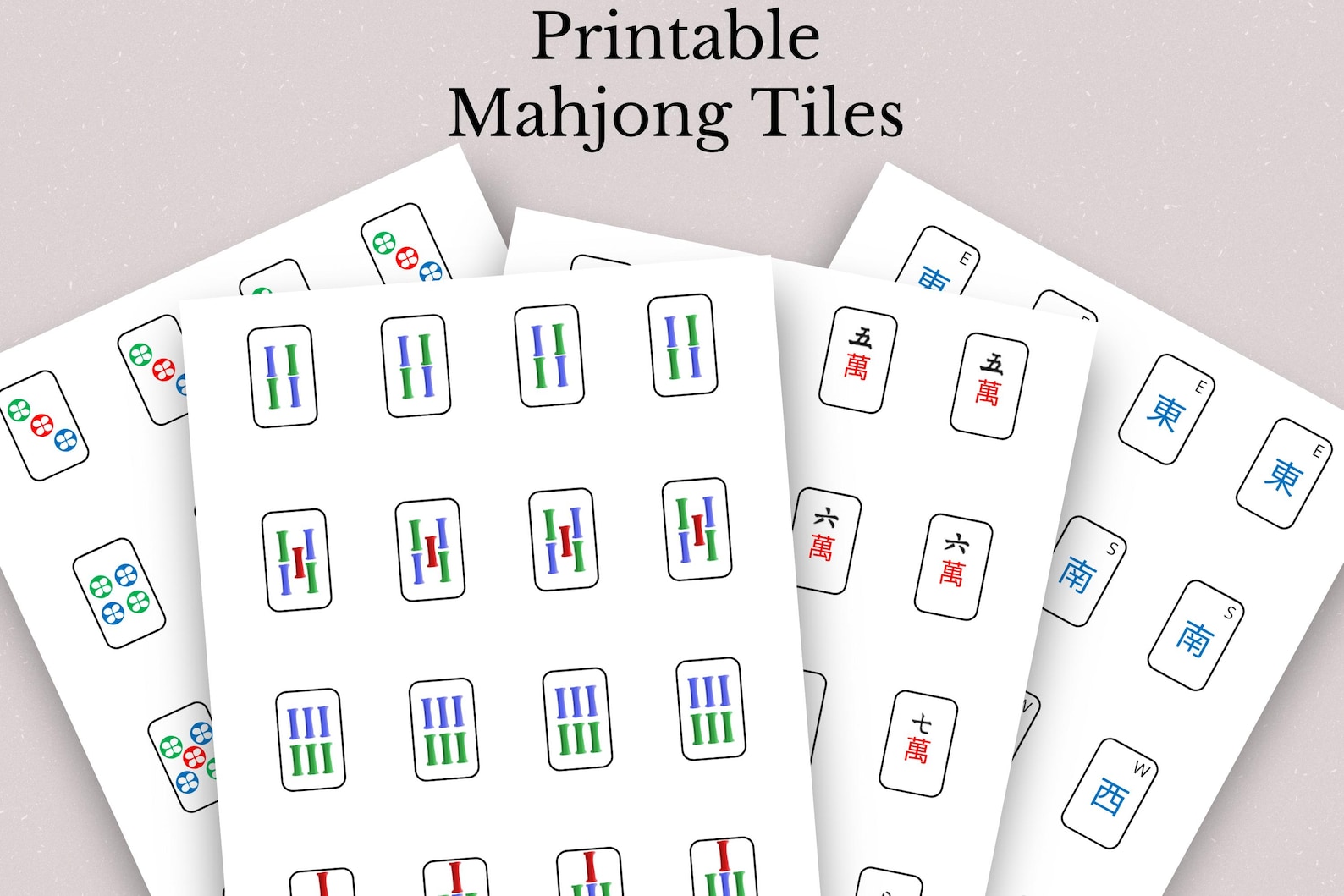 Printable Mahjong Tiles, Mahjong Set for Home Game, Instant Download ...