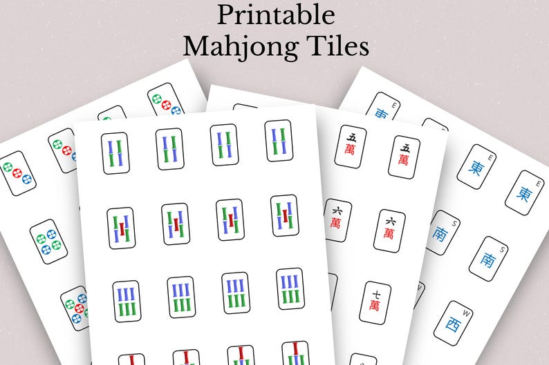 Printable Mahjong Tiles, Mahjong Set for Home Game, Instant Download ...