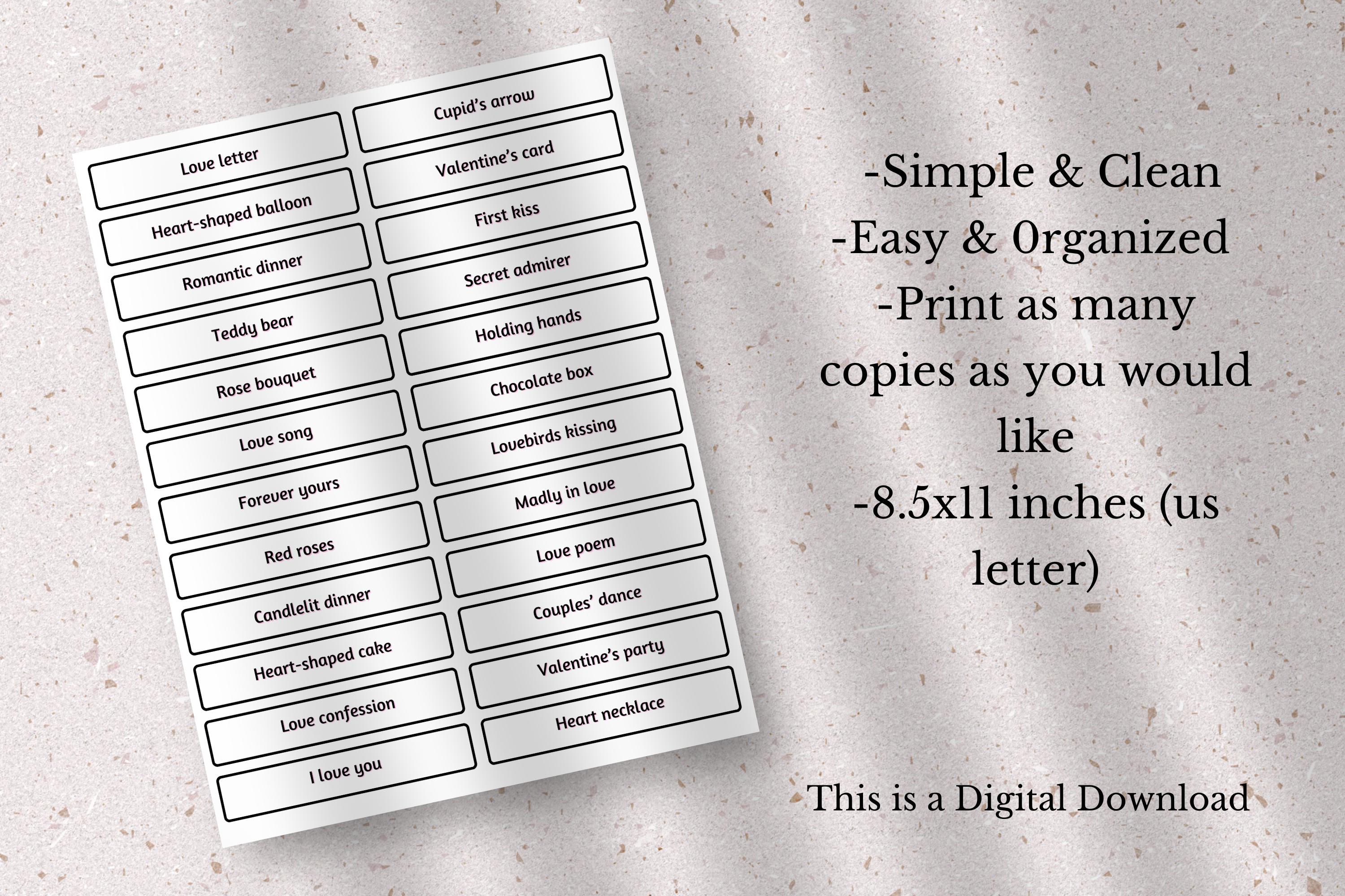 100 Printable Valentine's Day Charades, Group Games, Romantic Charades ...