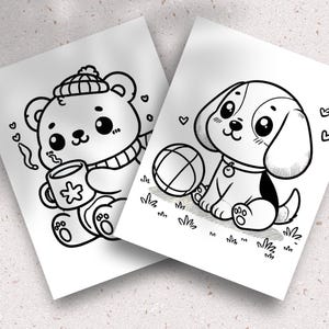 50 Kawaii Animals Coloring Pages for Kids Bundle. Animal Coloring ...