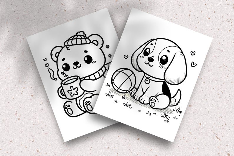 50 Kawaii Animals Coloring Pages Bundle, Kids & Adults (digital ...