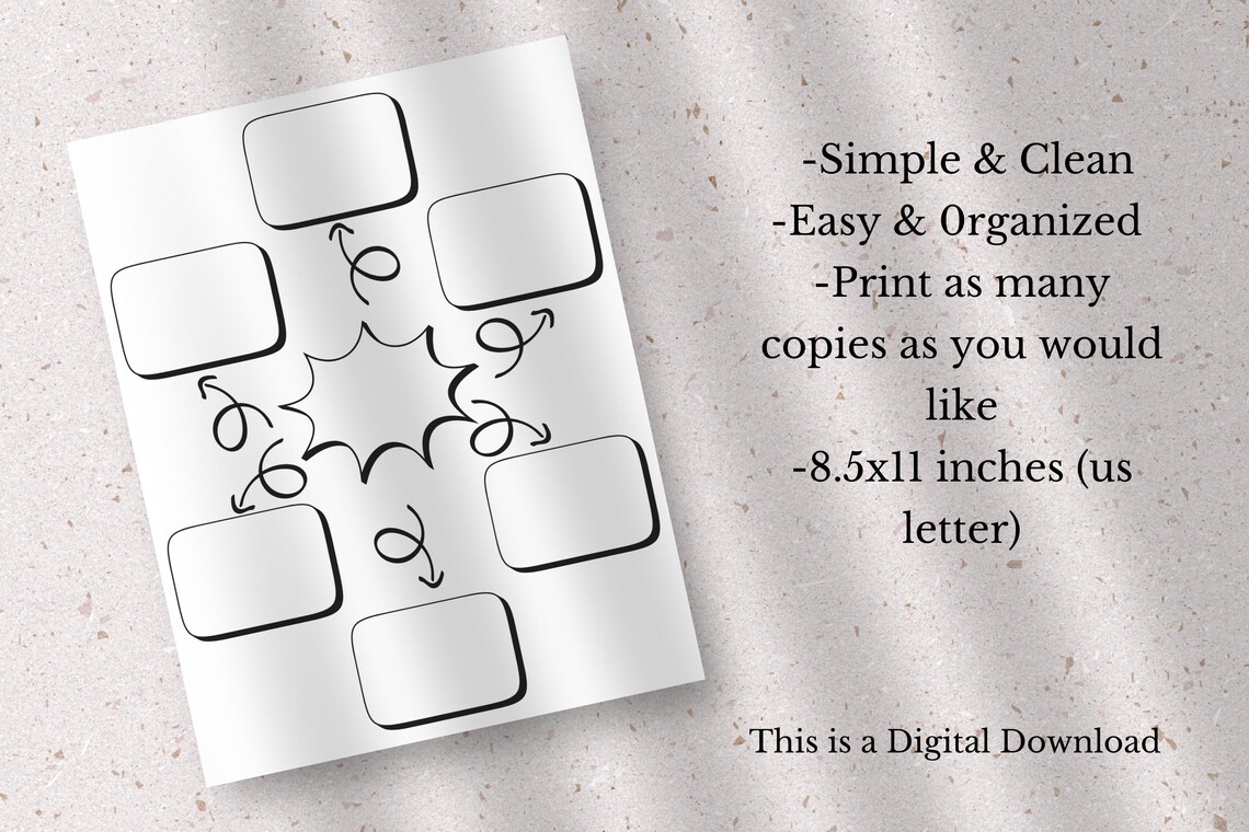 Printable Mind Map Template, Concept Map Template, Blank Mind Map ...