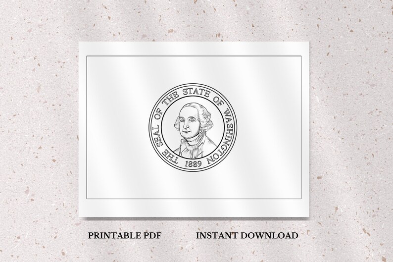 Washington State Flag Coloring Page Black and White Printable PDF USA ...