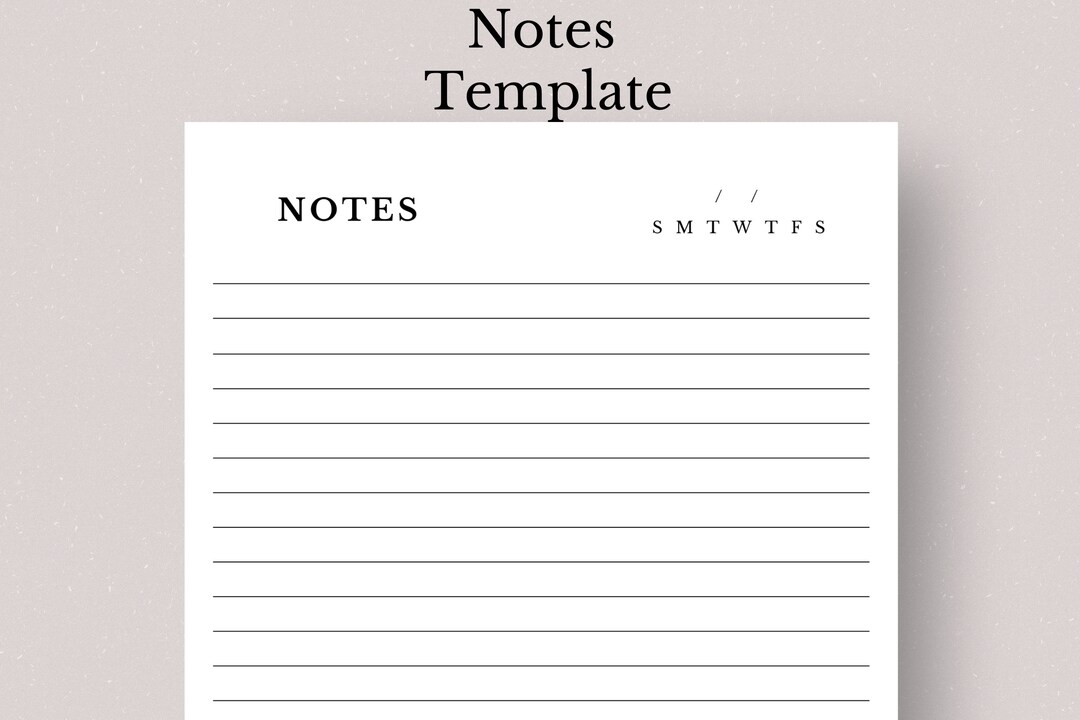 Notes, Printable Notes Paper, Lined Paper, Notepad, Memo Pad, Lined ...
