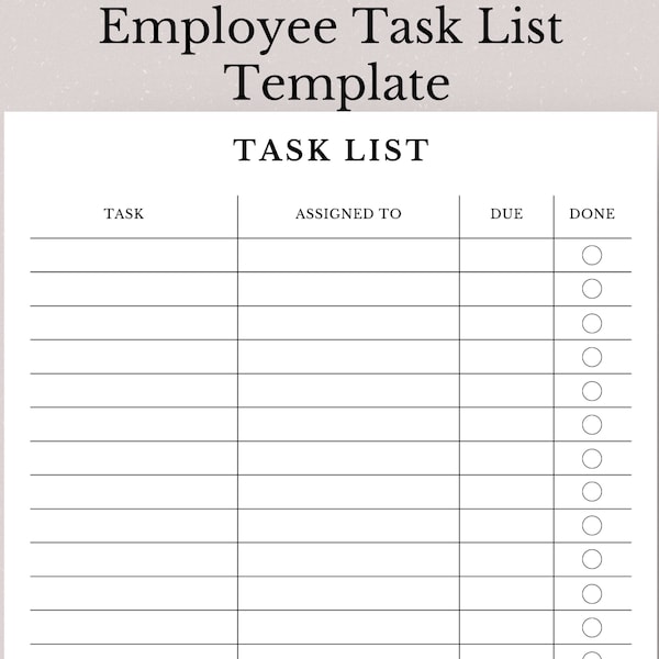 Employee Work List Template - Etsy