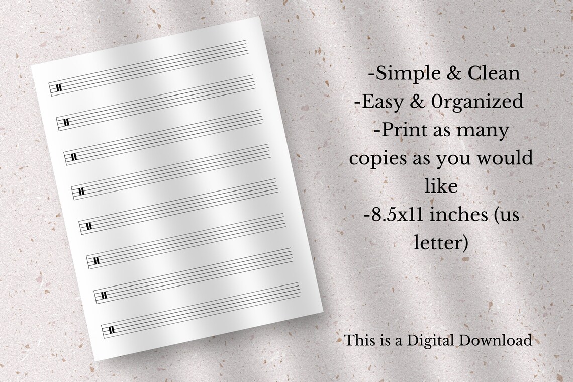 Printable Drum Clef Sheet Music, Drum Clef Sheet Music Template, Blank ...