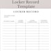 Printable Locker Record, Locker Record Sheet, Locker Record, Locker ...