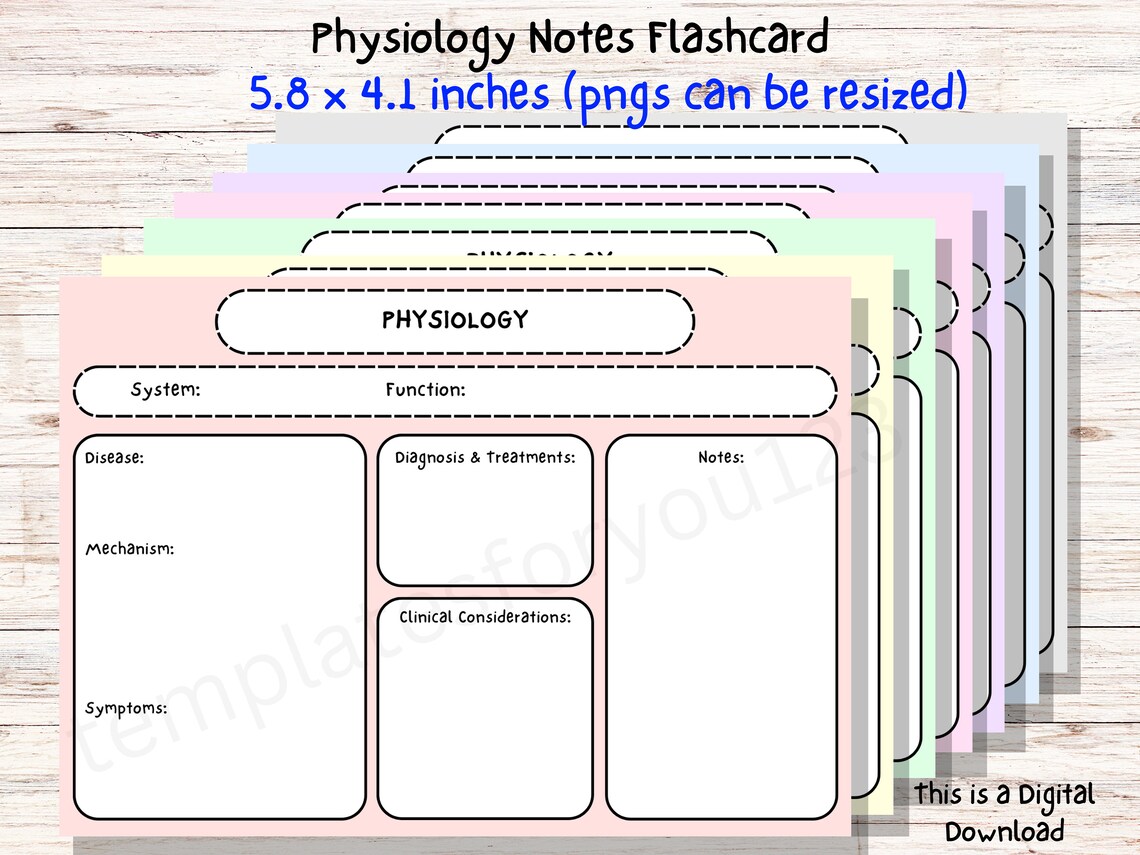 Printable Physiology Notes Template, Physiology Medical Notes ...