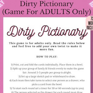 Dirty Pictionary Bachelorette Party Game: 72 Words (digital Download ...