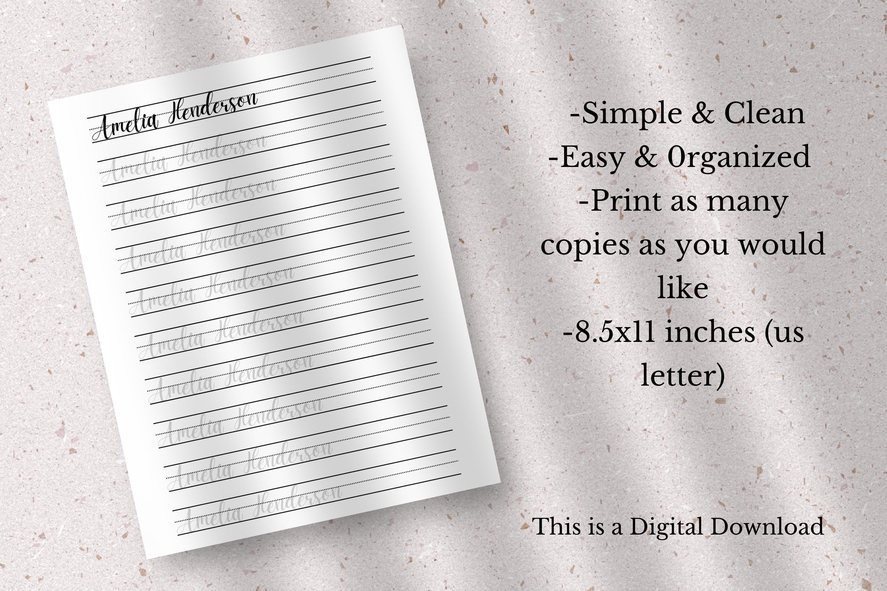 Custom Cursive Name Tracing Sheet, Personalized Handwriting Practice ...