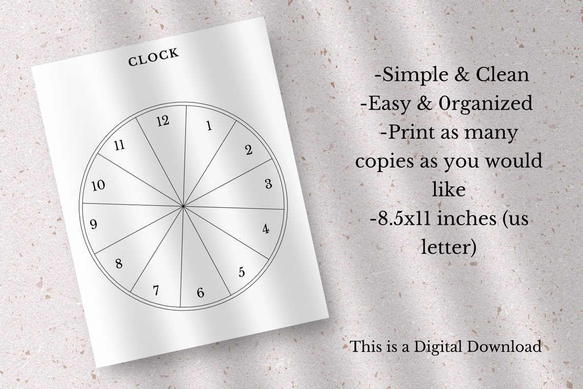 Printable Clock Face, 1 Page Printable Clock Face, Clock Face, Clock ...