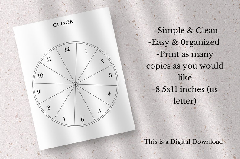 Printable Clock Face, 1 Page Printable Clock Face, Clock Face, Clock ...