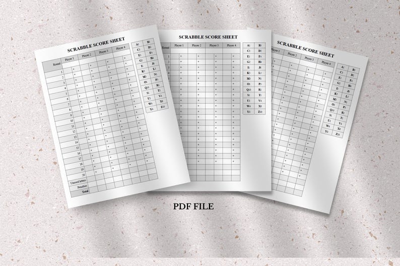 Scrabble Score Sheet Template, Printable Scrabble Score Card, Printable ...