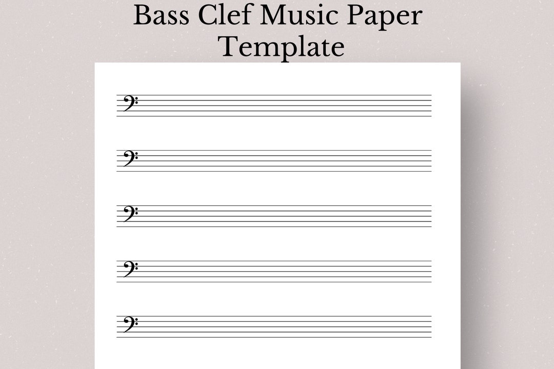 Printable Bass Clef Sheet Music, Bass Clef Sheet Music Template, Blank ...
