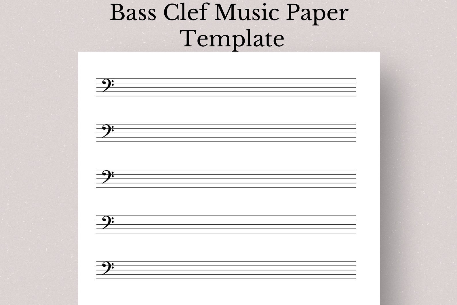 Printable Bass Clef Sheet Music, Bass Clef Sheet Music Template, Blank ...