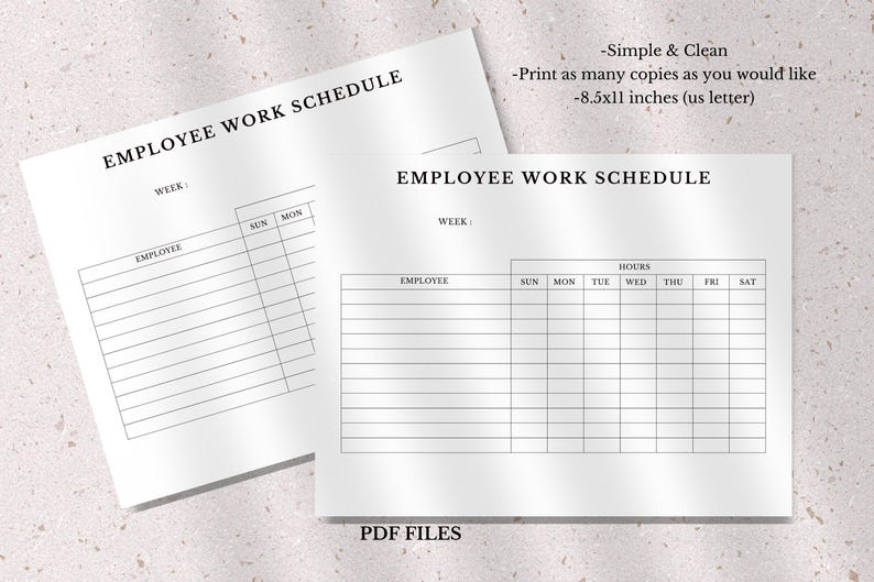 Employee Work Schedule Pdf, Employee Work Log Sheet, Clock in and Out ...