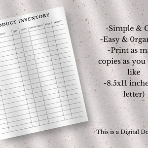 Printable Product Inventory Tracker Template (PDF) - Etsy