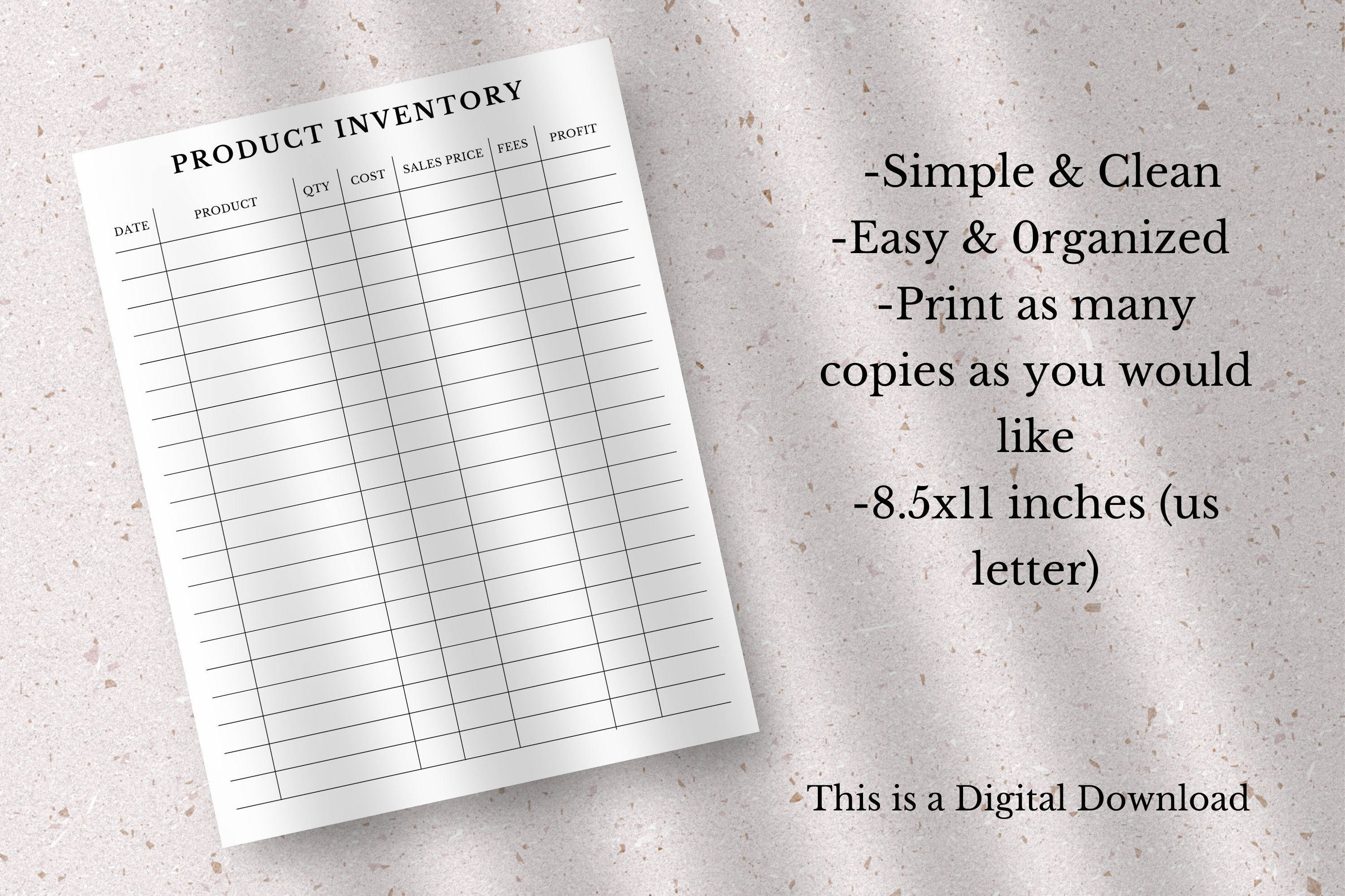 Printable Product Inventory Tracker Template (PDF) - Etsy
