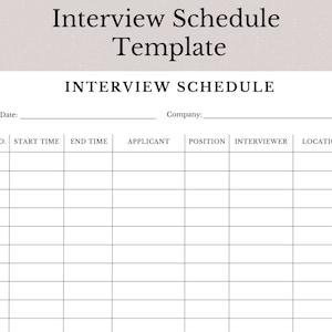 Printable Interview Schedule Template (PDF File) - Etsy