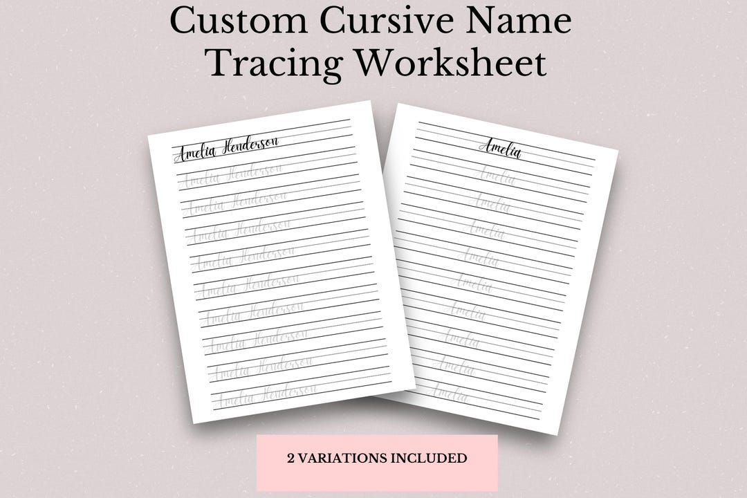 Custom Cursive Name Tracing Sheet, Personalized Handwriting Practice for Kids, Learn to Write ...
