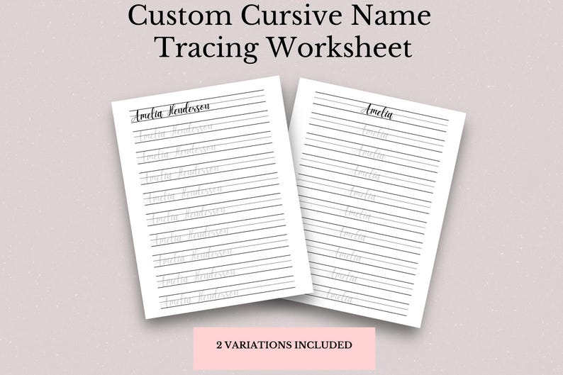 Custom Cursive Name Tracing Sheet, Personalized Handwriting Practice for Kids, Learn to Write ...