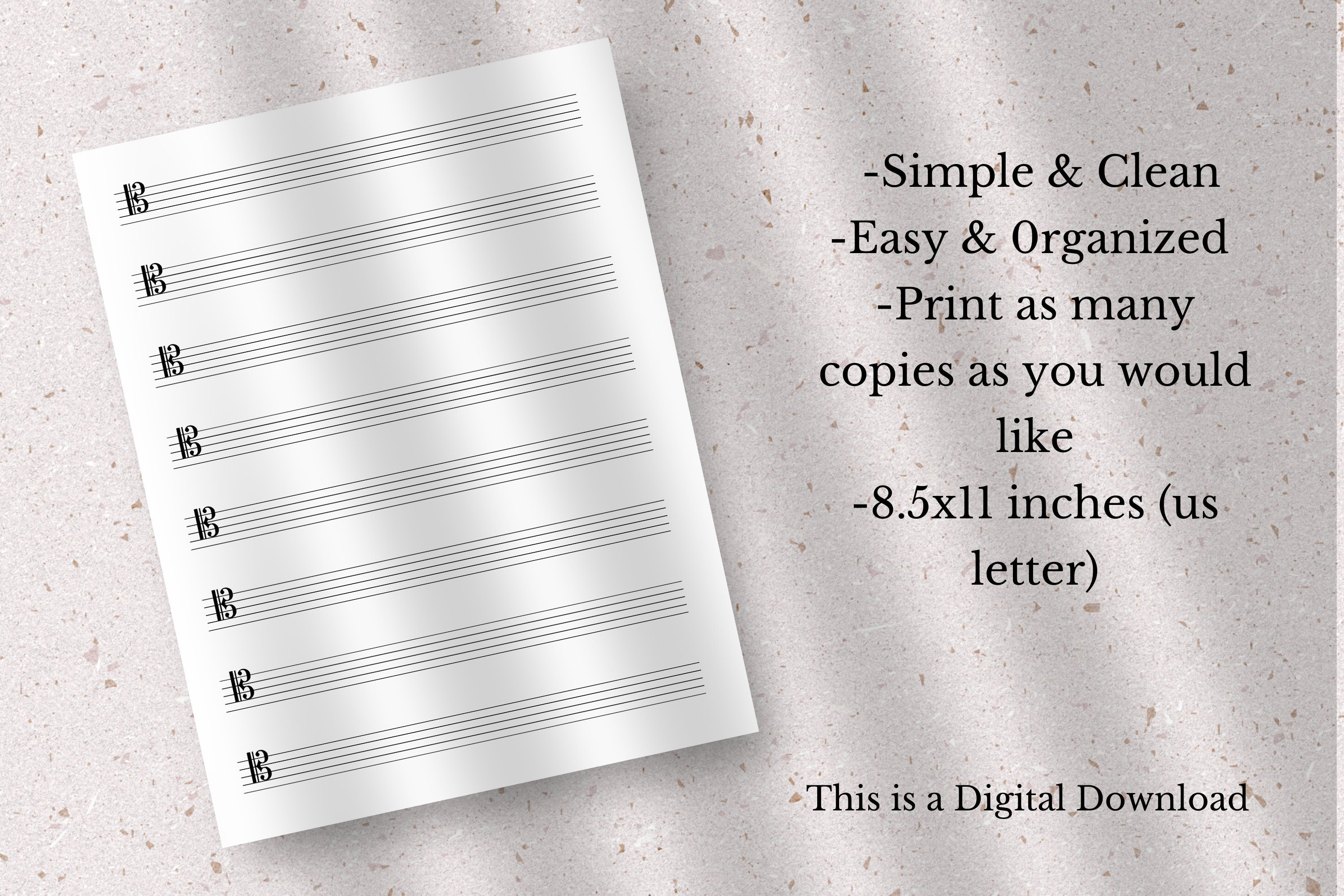 Printable Tenor Clef Sheet Music, Tenor Clef Sheet Music Template ...