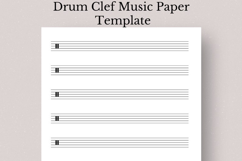 Printable Drum Clef Sheet Music, Drum Clef Sheet Music Template, Blank ...