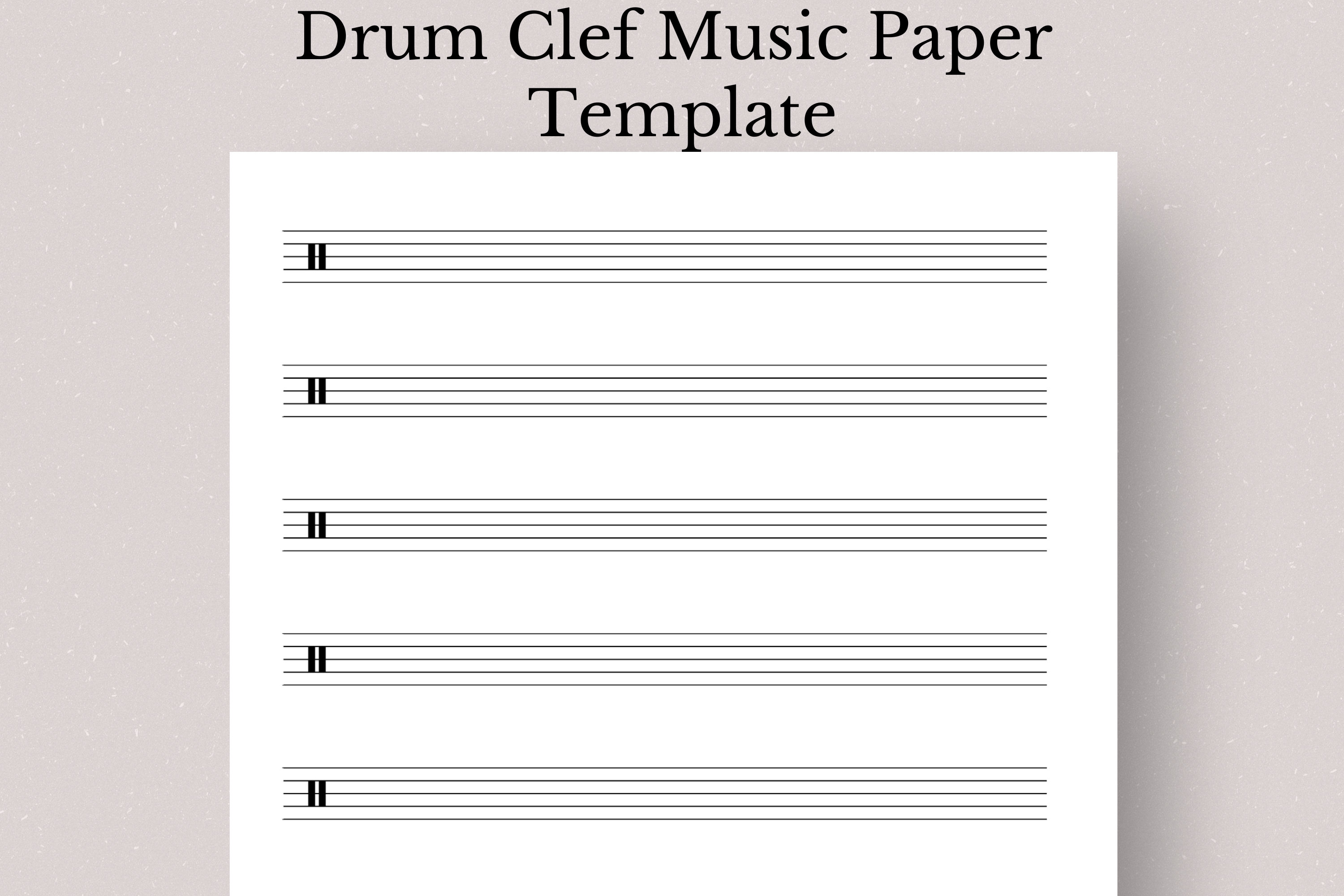 Printable Drum Clef Sheet Music, Drum Clef Sheet Music Template, Blank ...