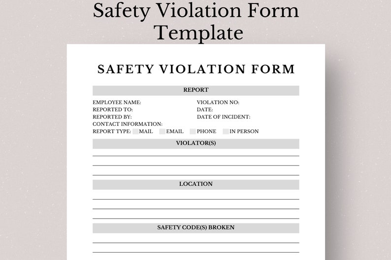 Editable Safety Violation Form Template, Safety Violation Form ...