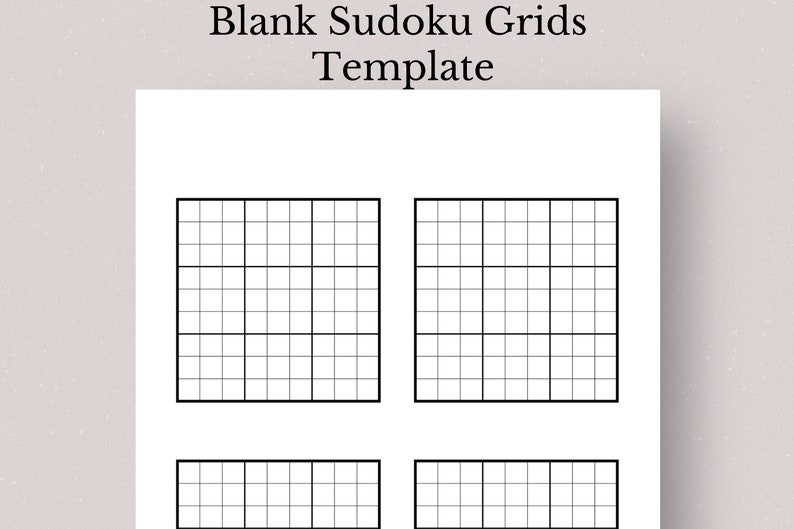 Printable Blank Sudoku Grid Template - DIY Puzzle, Activity for Kids ...