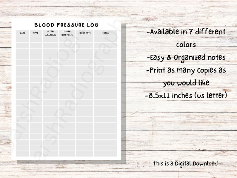 Blood Pressure Log, Health Tracker, Medical Monitoring (PDF) - Etsy