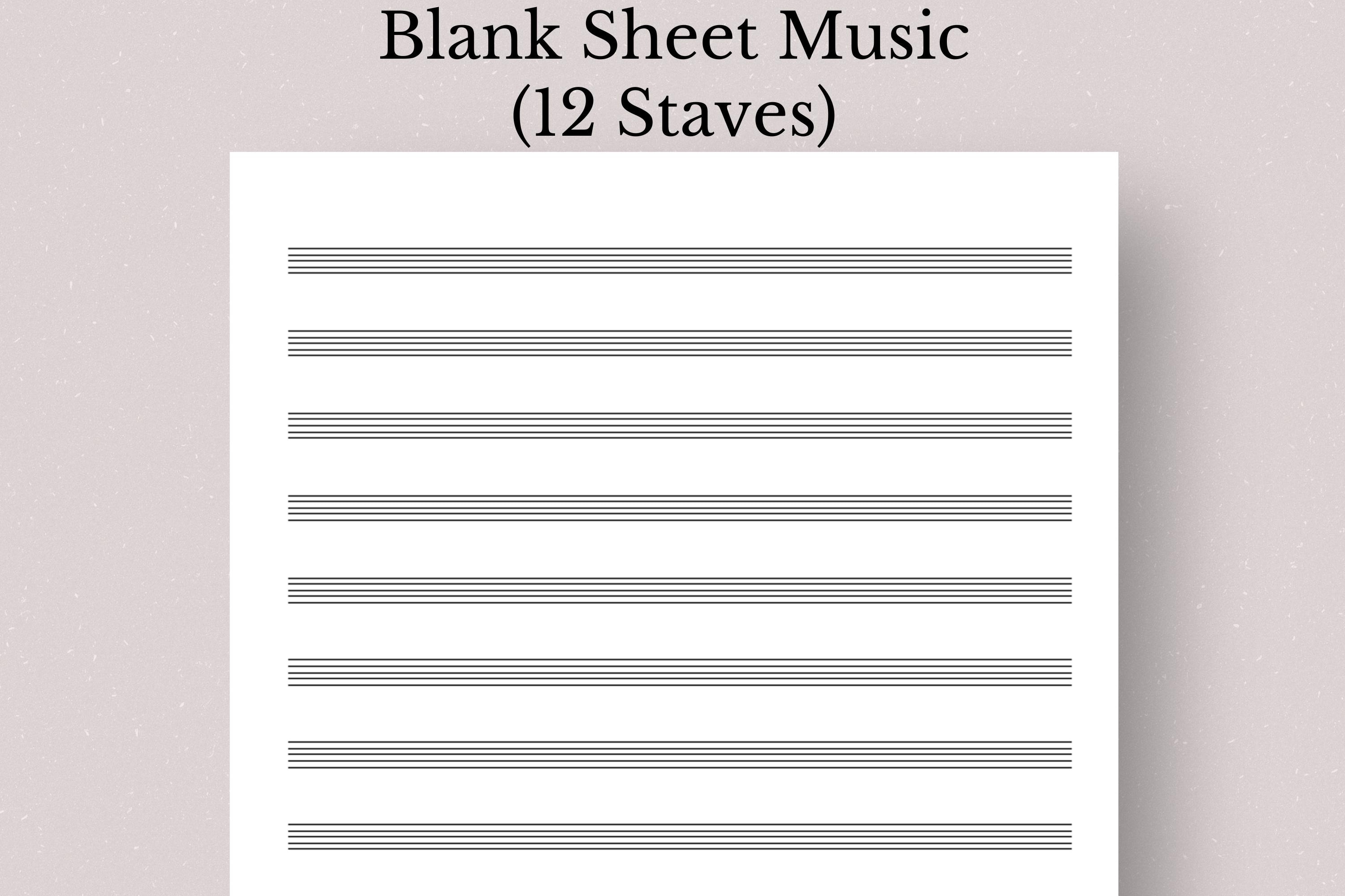 Printable Blank Sheet Music, Sheet Music, Manuscript Paper, Blank 12 ...