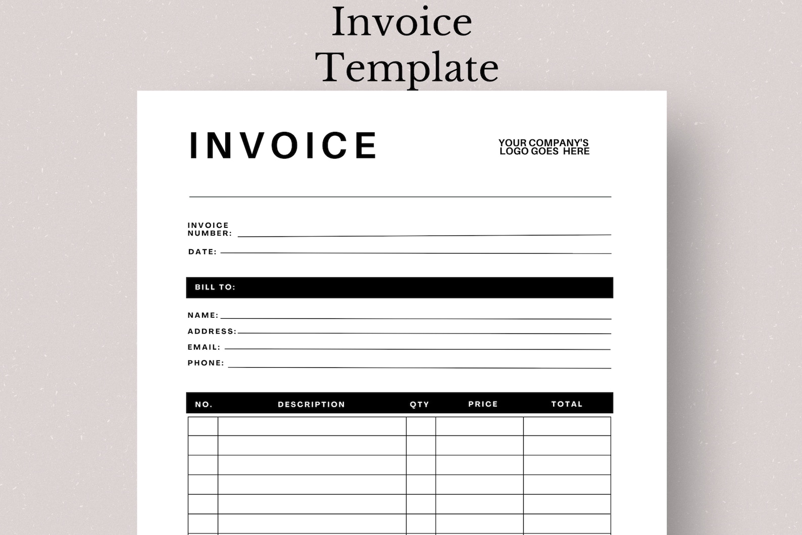 Editable Invoice Template, Printable Invoice, Business Invoice Template ...