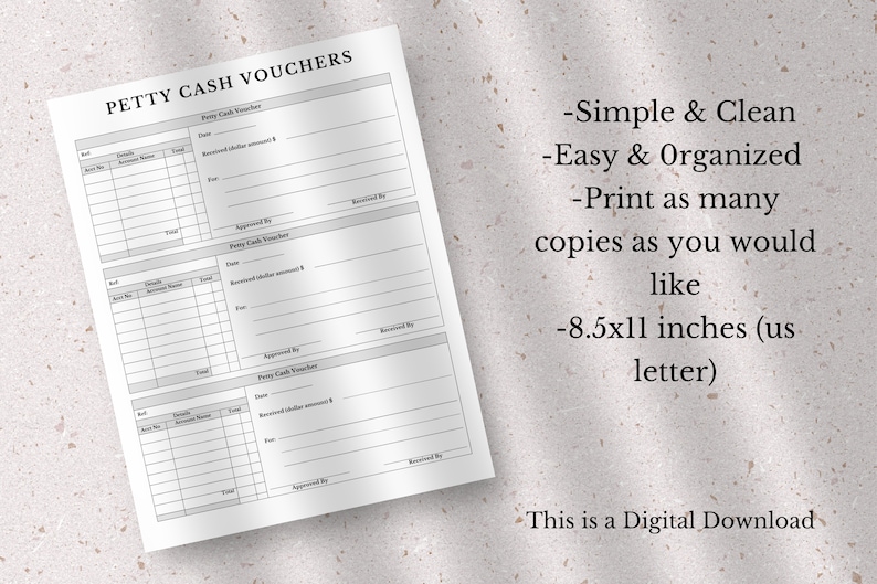 Printable Petty Cash Voucher Template (digital Download) - Etsy